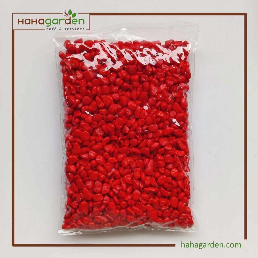 Red Coloured Stones/Red Pebble Stones/Batu Hiasan–500 Gram